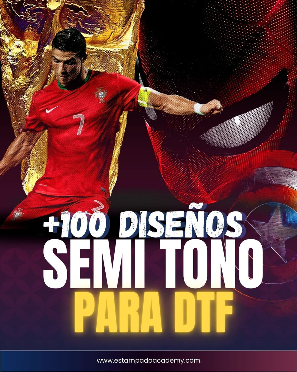 +100 Diseños en Semitono para DTF – Estampado Academy